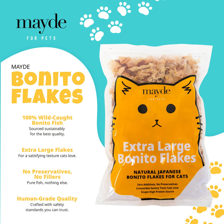 Mayde Bonito Flakes for Cats & Dogs, High-Protein Treats, 4oz Bag ...