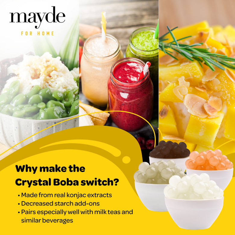 Mayde Crystal Boba for Bubble Tea Drinks Milk Tea Shaved Ice Topping ...